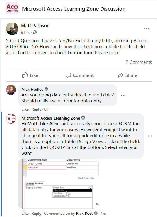 Checkbox in a Table - Microsoft Access Forum - Computer Learning Zone