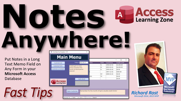 Put Notes Anywhere in Microsoft Access