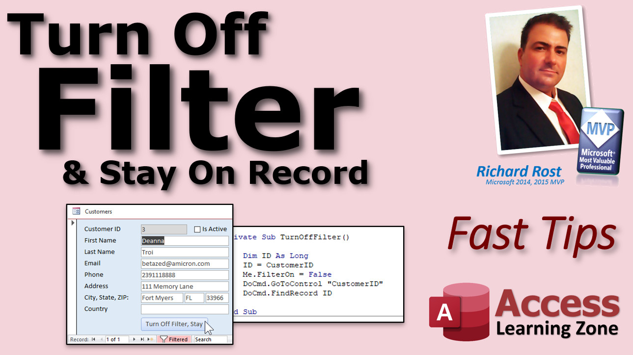 Turn Off Filter In Microsoft Access