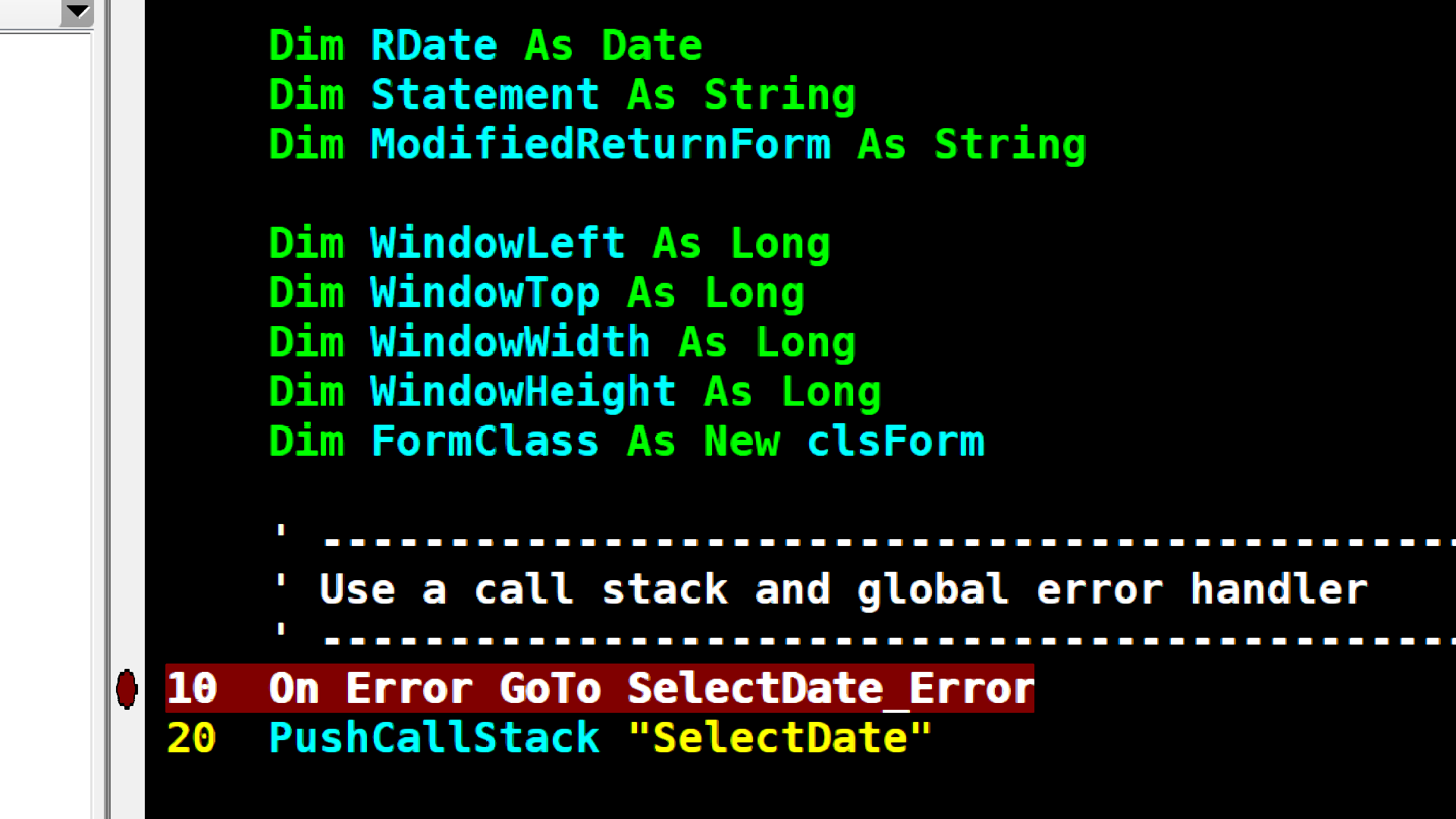 My Colors - VBA Editor Colors in Microsoft Access - Computer Learning Zone