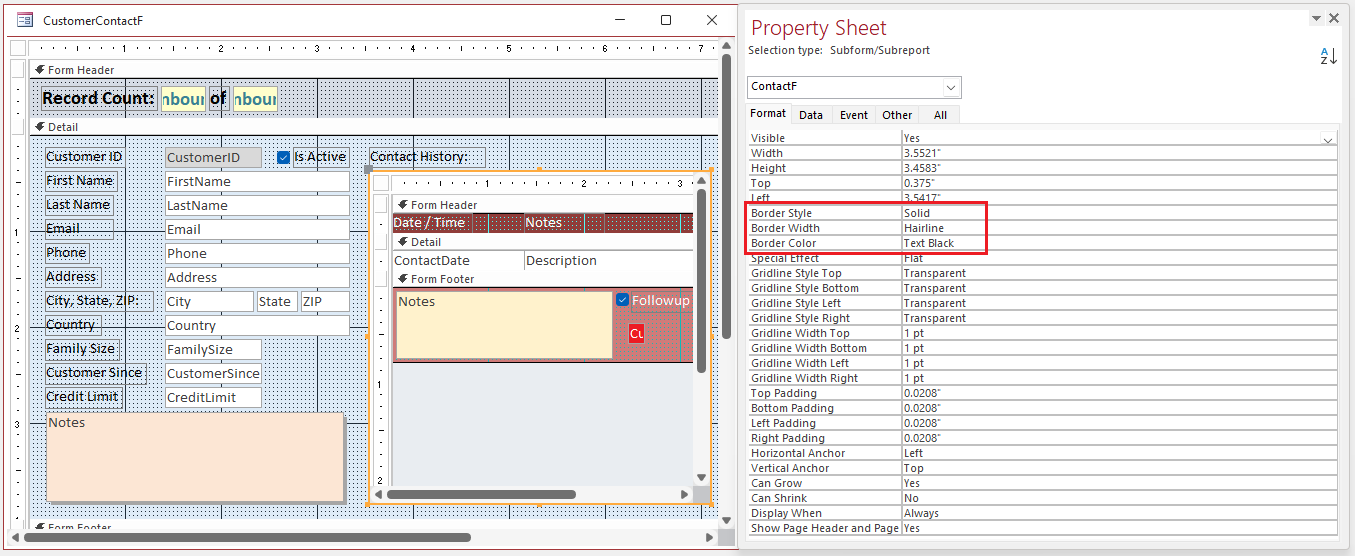 Border Around a Sub Form - Microsoft Access Forum - Computer Learning Zone