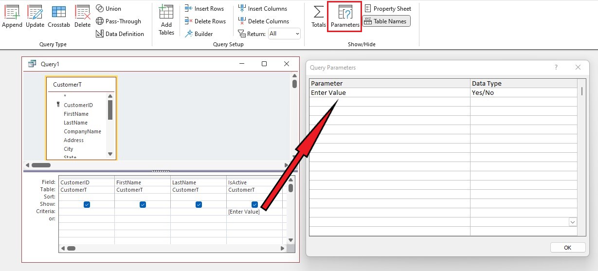 Yes/No Parameter Query - Microsoft Access Beginner 5 - Computer Learning Zone