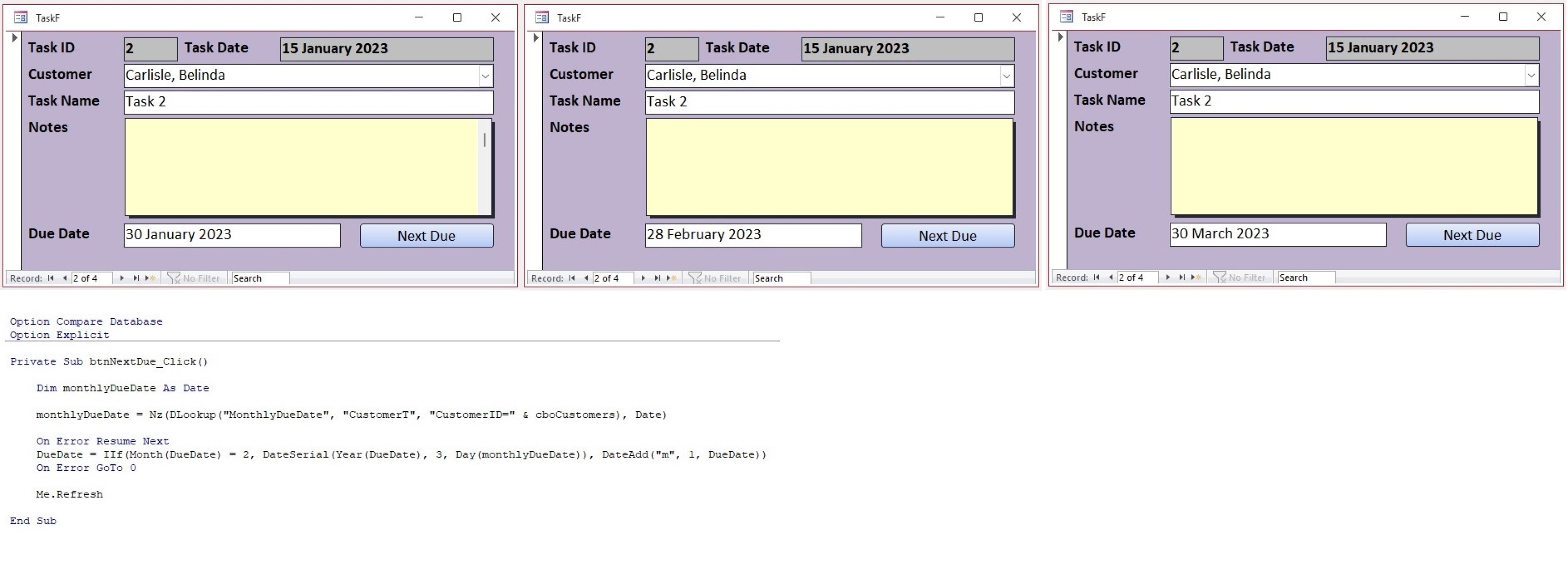 DateAdd February - Next Appointment in Microsoft Access - Computer Learning Zone