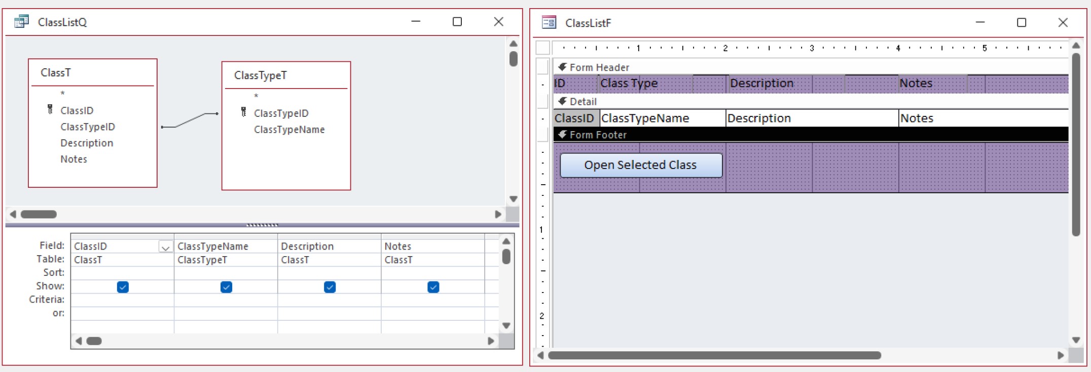 Class List Form - Microsoft Access Expert 15 - Computer Learning Zone