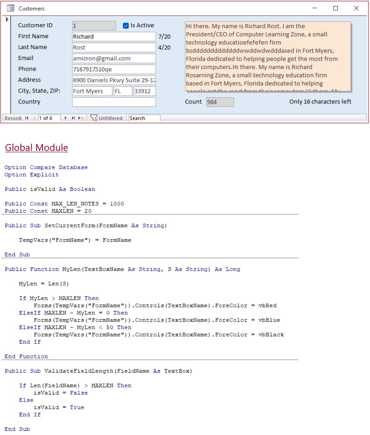 Field Size - Limit Long Text Field Size in Microsoft Access - Computer Learning Zone