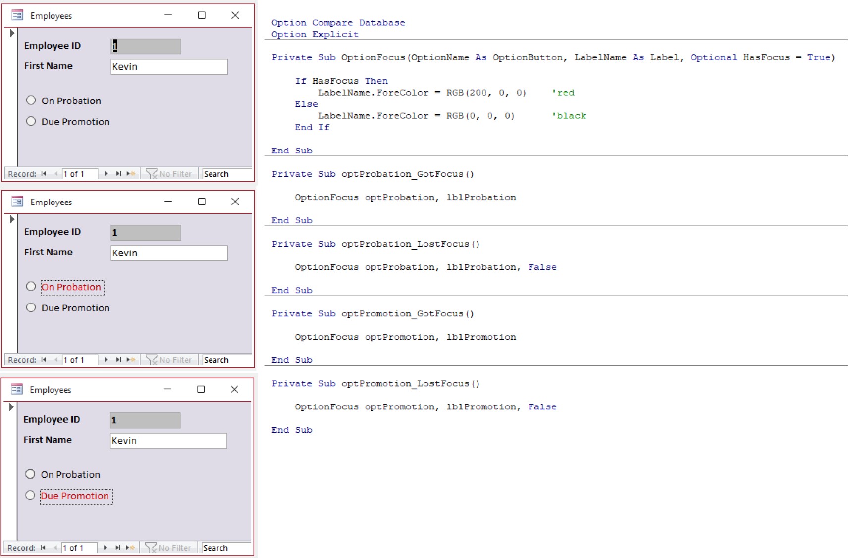 Option Button Focus - Access Developer Forum - Computer Learning Zone