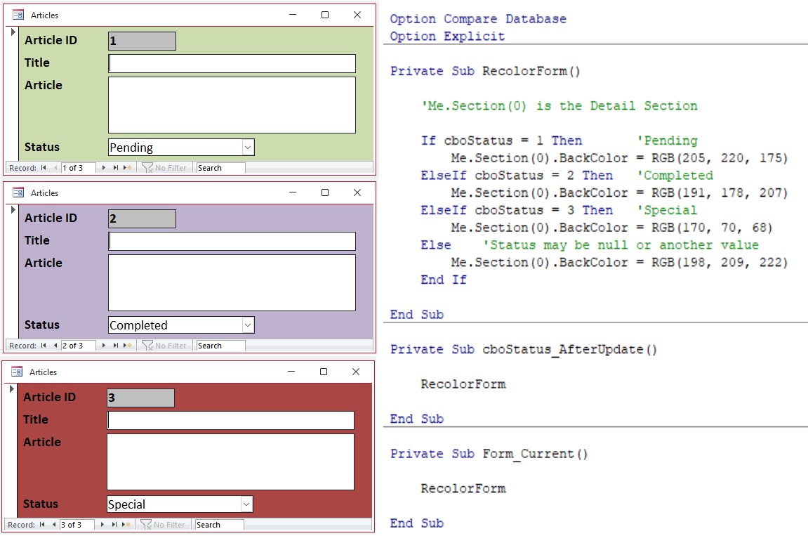 Coloring records with different colors - Visitor Forum - Computer Learning Zone