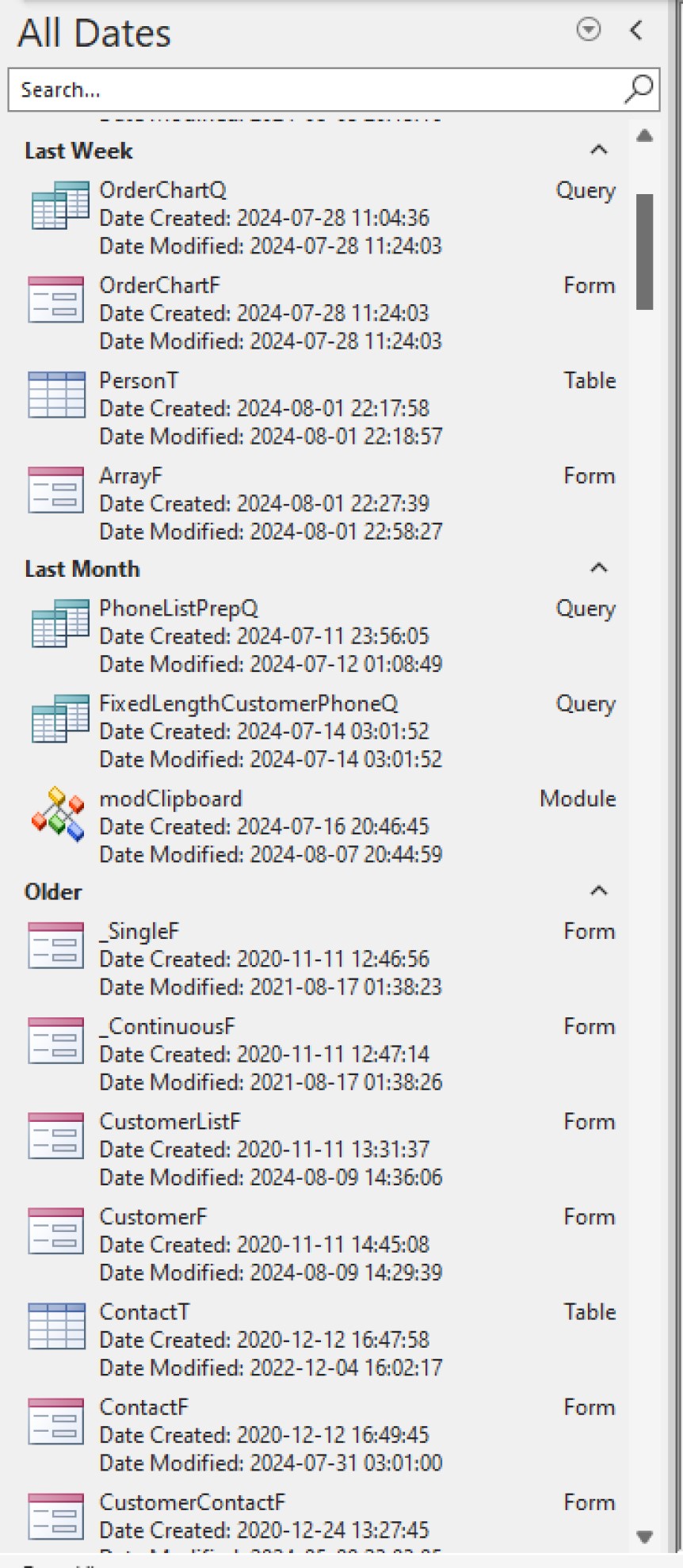 Navigation Pane Find by Date - Microsoft Access Forum - Computer Learning Zone