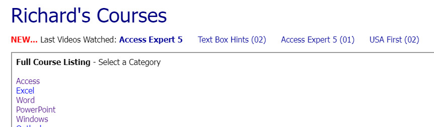 List of videos watched - Microsoft Access Forum - Computer Learning Zone