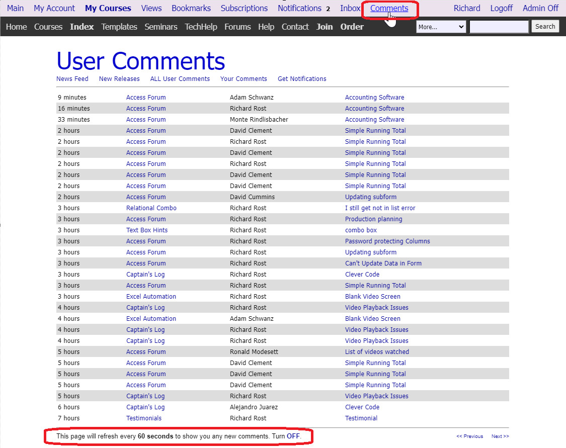 New Comments Link - Captain's Log - Richard Rost's Blog - Computer ...