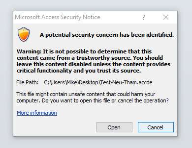 Access Security Notice - Access Developer Forum - Computer Learning Zone