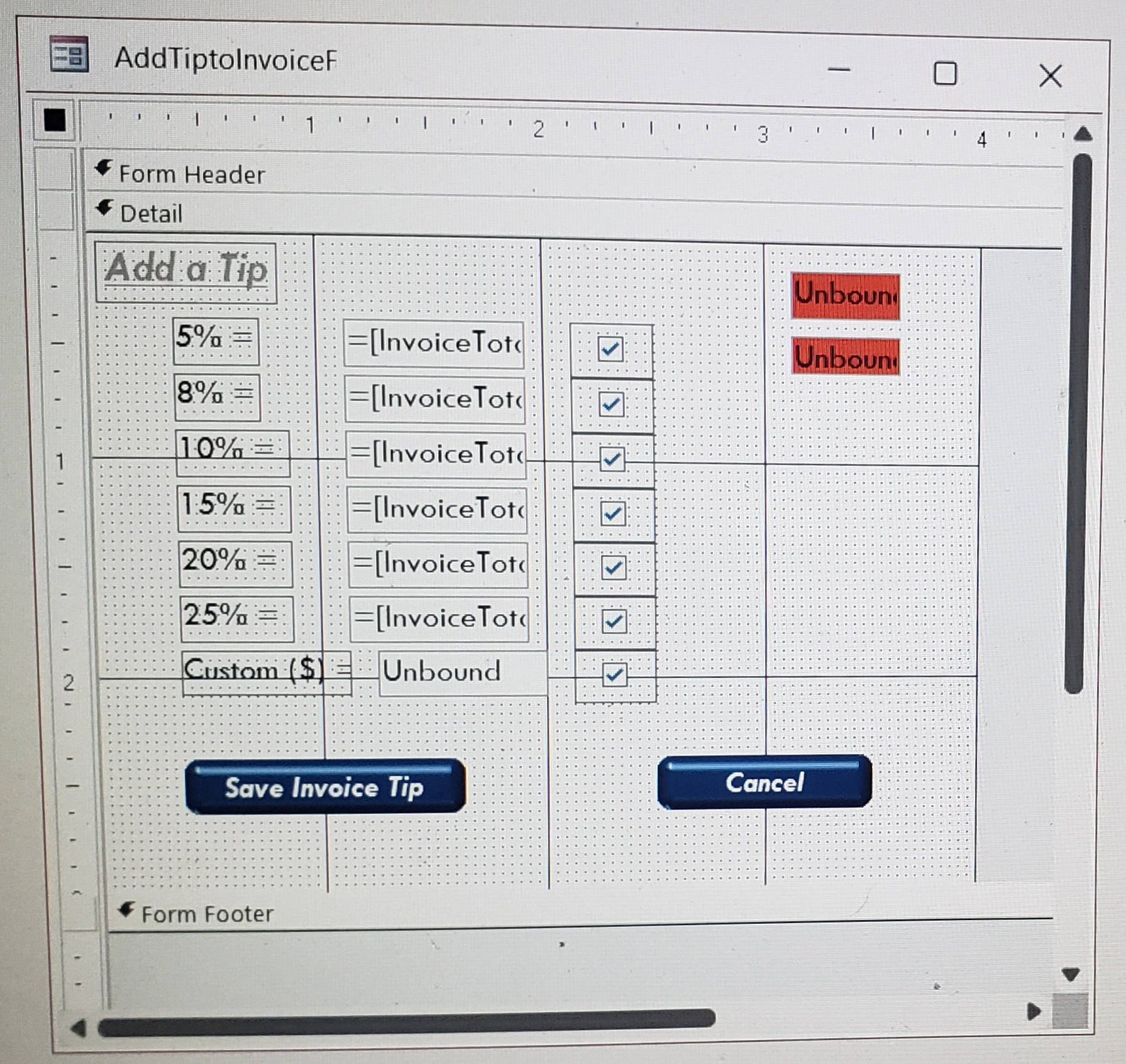 Calculate Tip for Invoice - Microsoft Access Forum - Computer Learning Zone