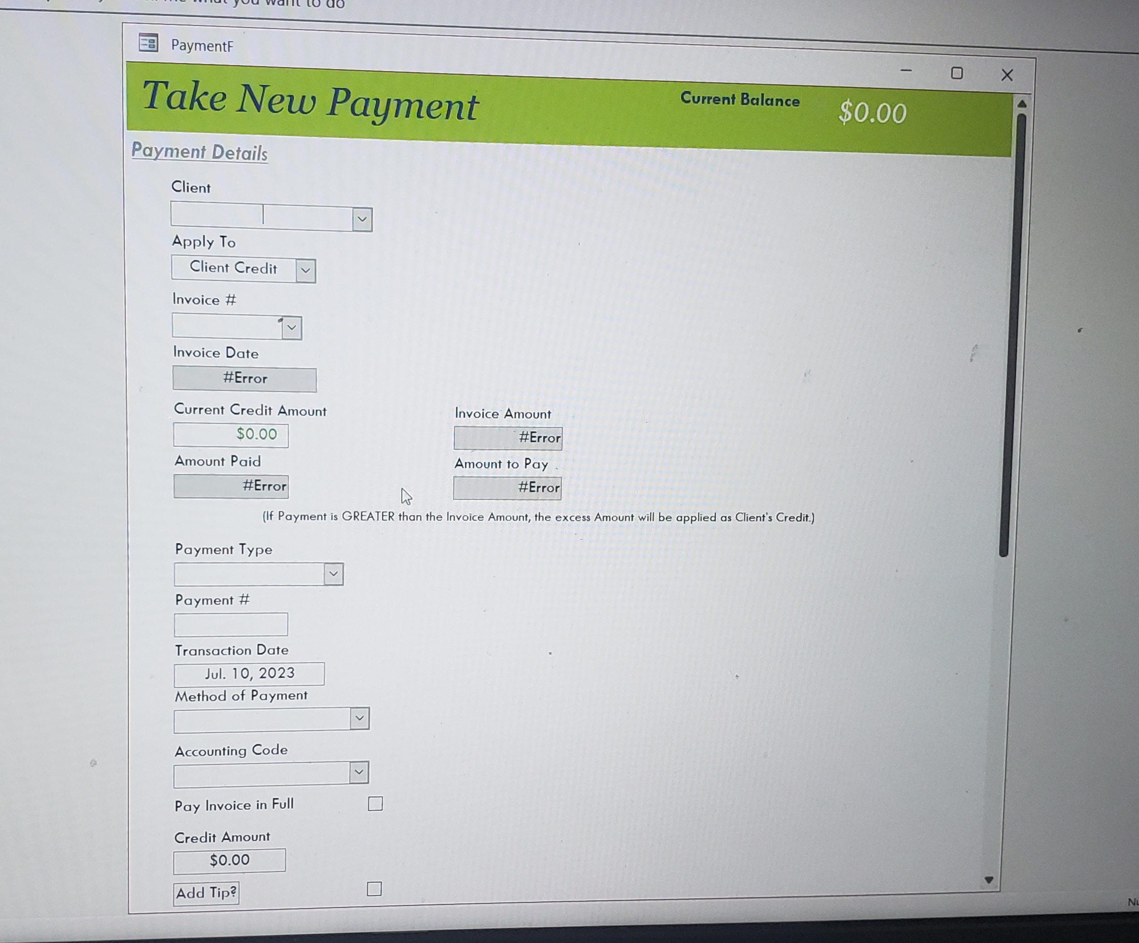 Add Other Payment - Microsoft Access Forum - Computer Learning Zone