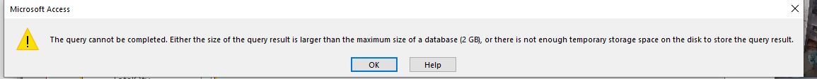 Query size too Big - Microsoft Access Forum - Computer Learning Zone