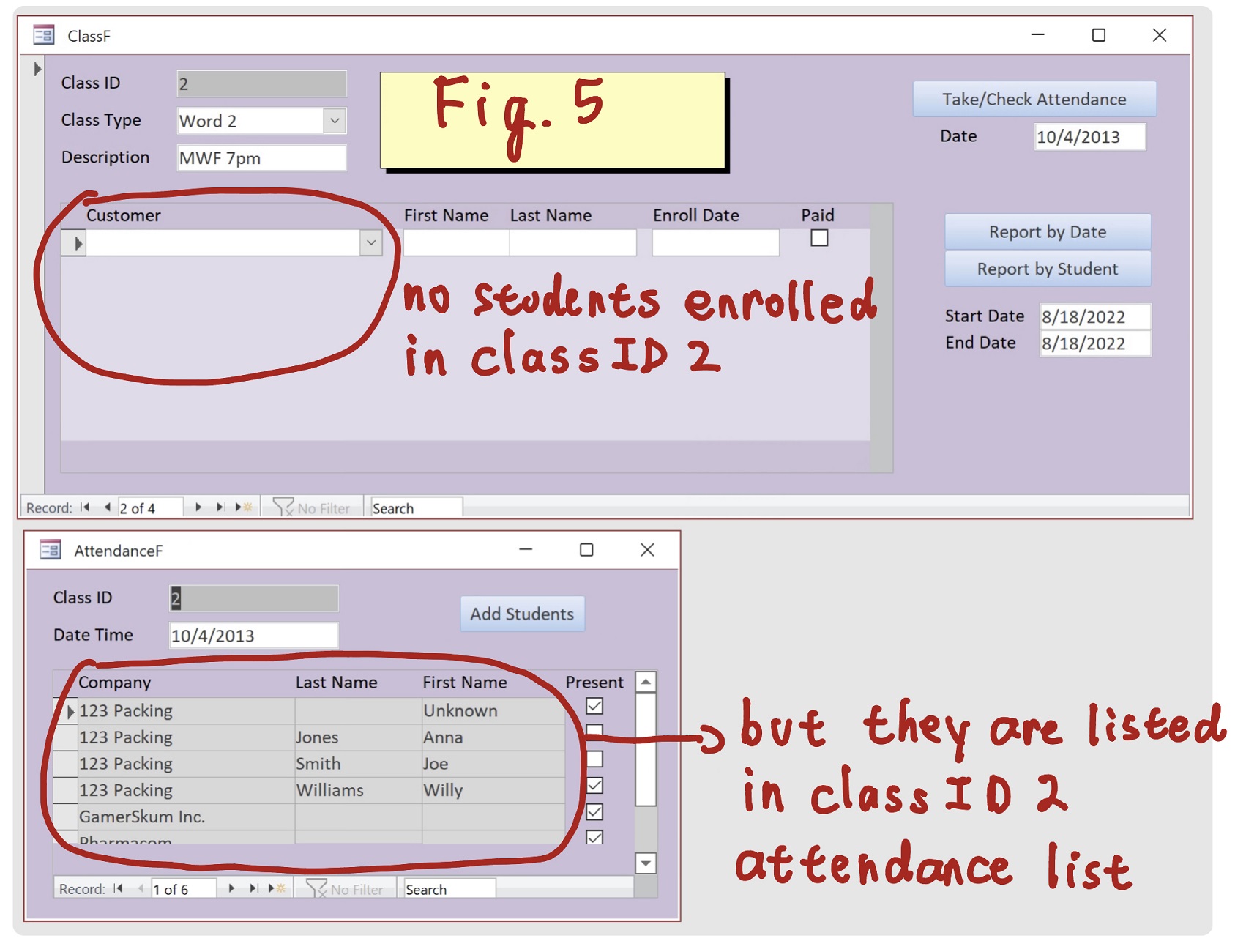 2 diff classes on the same day - Microsoft Access Expert 15 - Computer Learning Zone