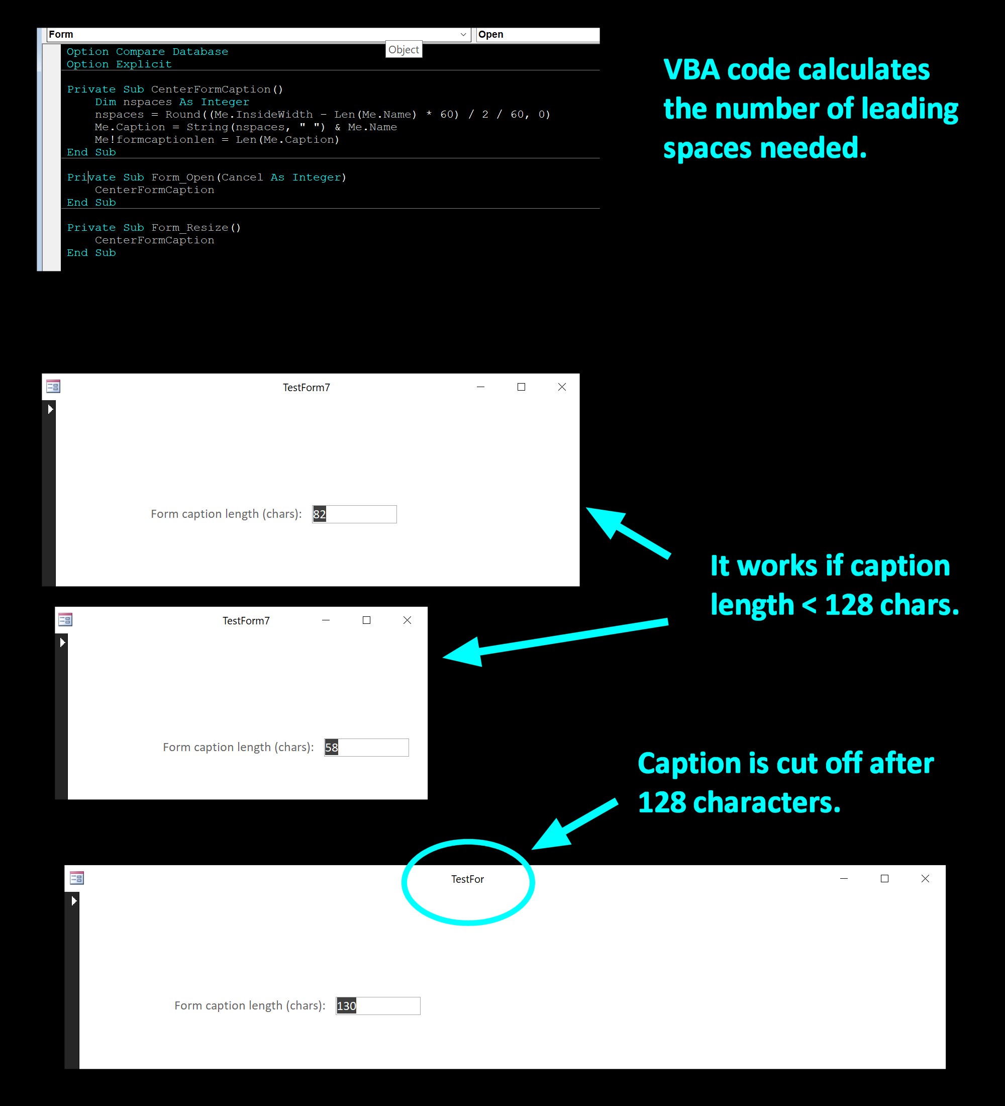 Center Forms Captions - Microsoft Access Forum - Computer Learning Zone
