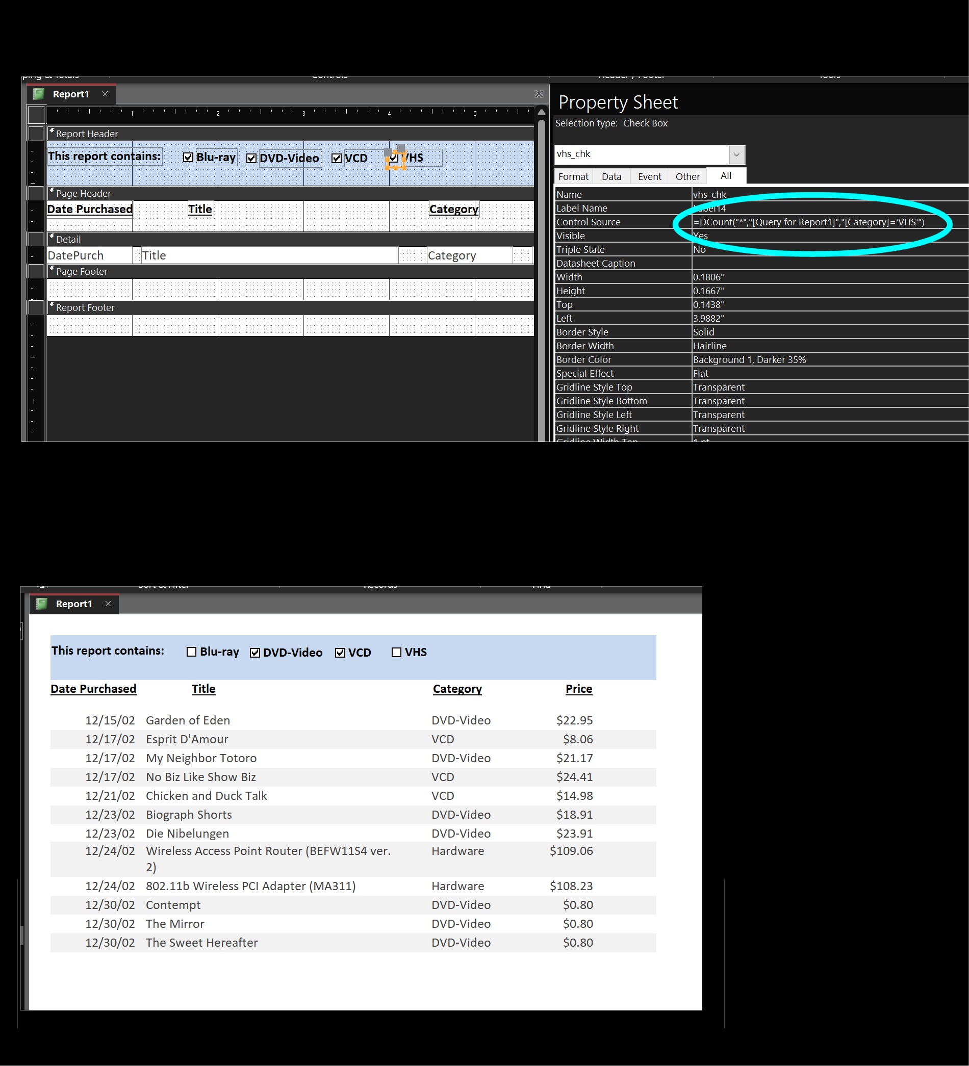 Checkbox in report header - Microsoft Access Forum - Computer Learning Zone