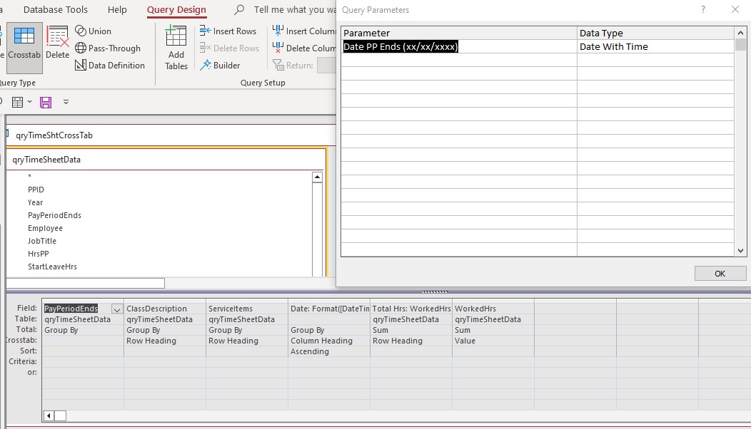 Parameter Query CrossTab - Microsoft Access Forum - Computer Learning Zone