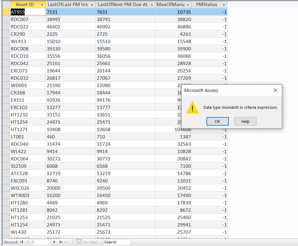 Data criteria miss match - Microsoft Access Forum - Computer Learning Zone