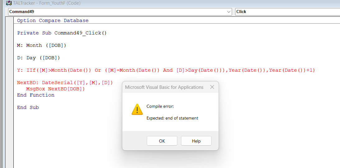 Calculating next birthday - Microsoft Access Forum - Computer Learning Zone