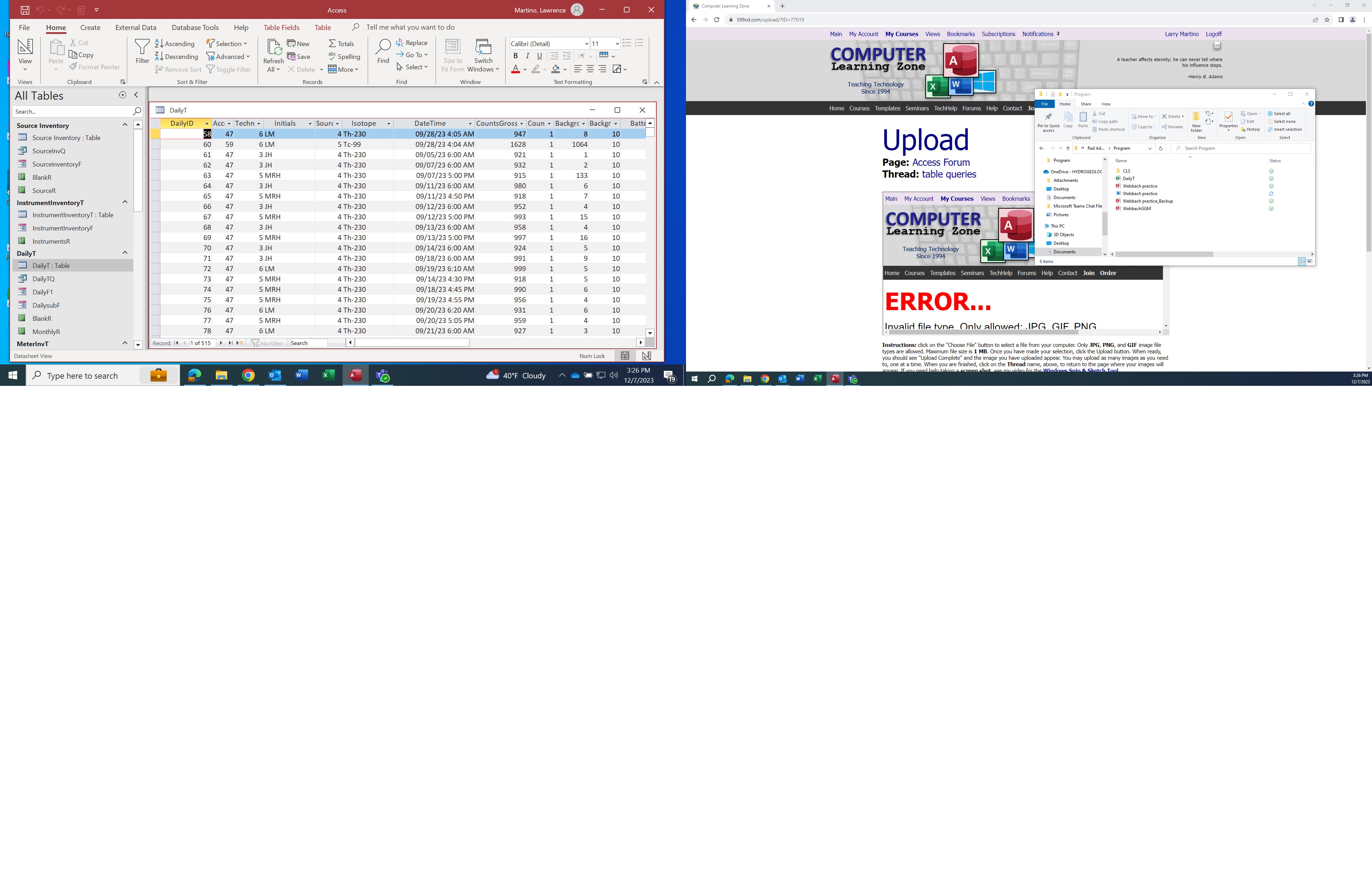 table queries - Microsoft Access Forum - Computer Learning Zone