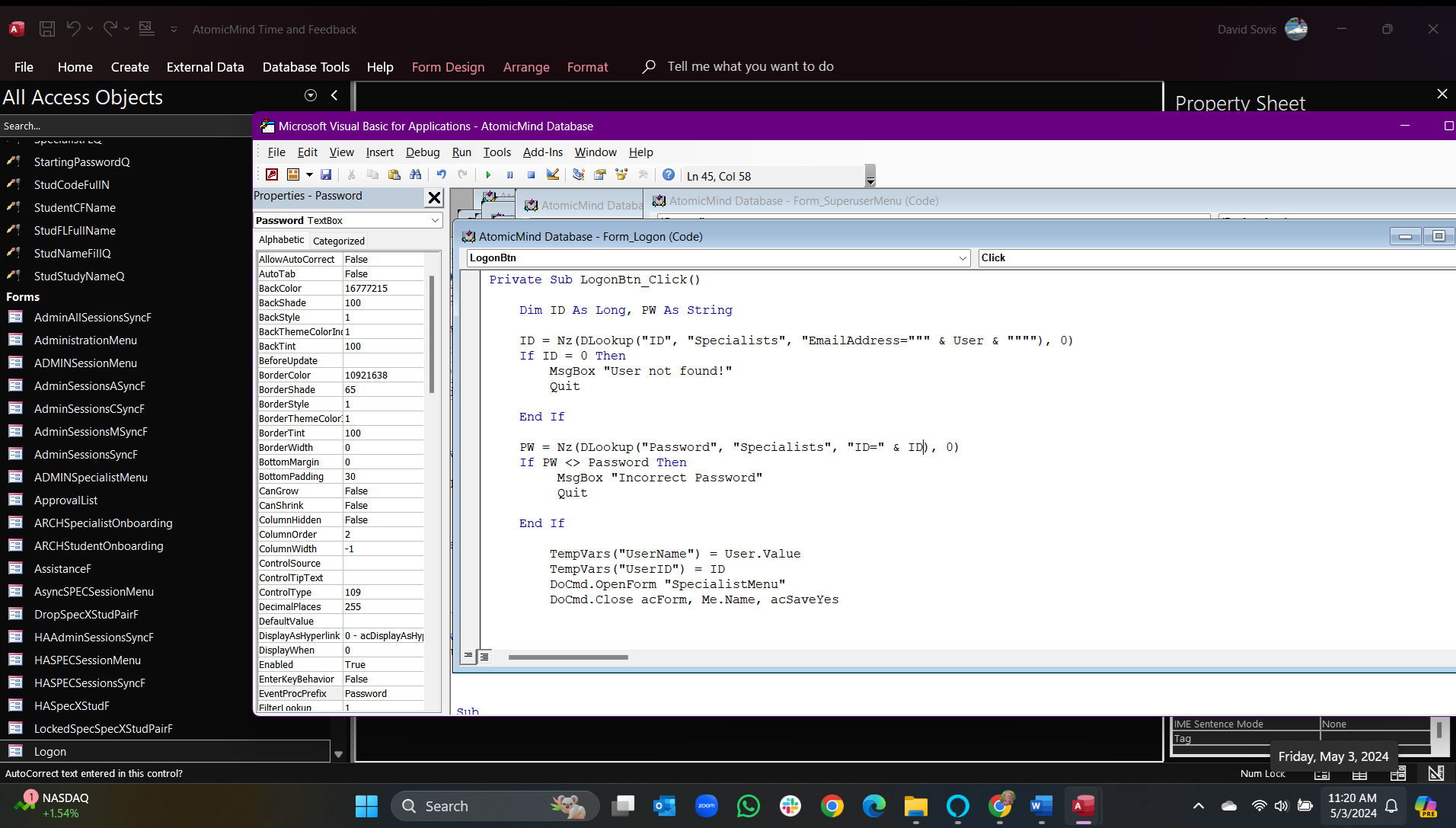 Password failure - Microsoft Access Forum - Computer Learning Zone